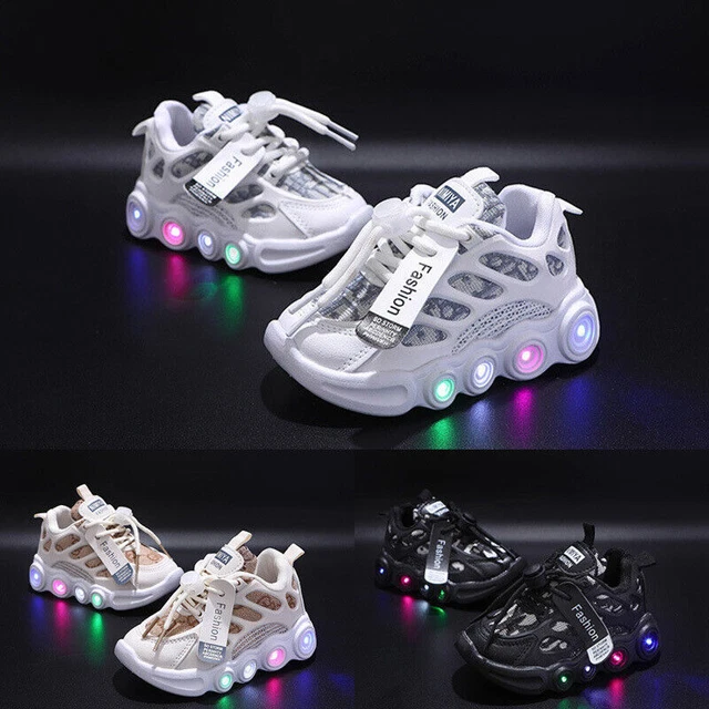 BOYS GIRLS LED Light Up Trainers Shoes Kids Luminous Flashing Shoes ...