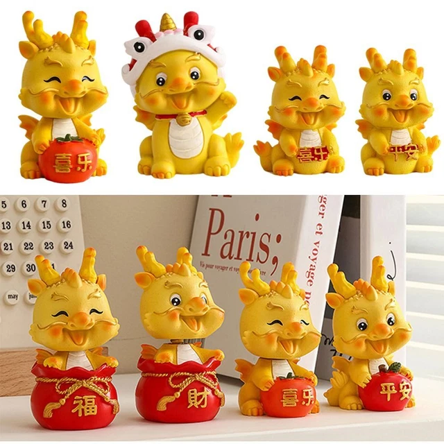 2024 DRAGON YEAR Golden Dragon Figurine Miniature Mini Resin Craft Car ...