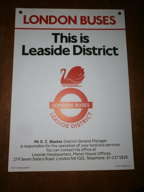 LONDON TRANSPORT BUS Stop Timetable Panel Poster-This Is Leaside ...