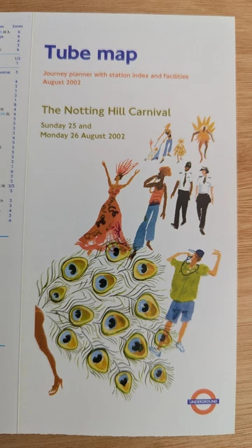 2002 AUG 'NOTTING Hill Carnival' London Underground Tube Map Mint ...