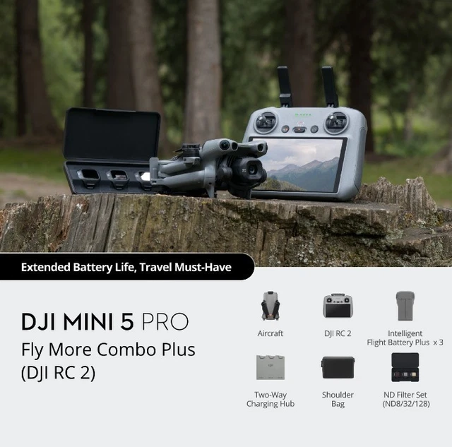 DJI MINI 5 Pro Fly More Combo Plus (RC2) 3xEnhanced Batteries 4K Camera ...