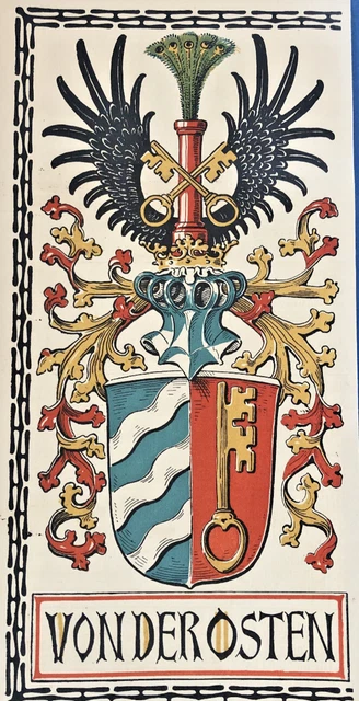 O. HUPP, WAPPEN, Adelsgeschlecht von der Osten, Holzschnitt orig ...