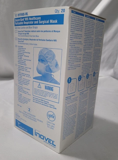20-CT BOX N95 Medical Particulate Respirator and Surgical Mask Inovel ...