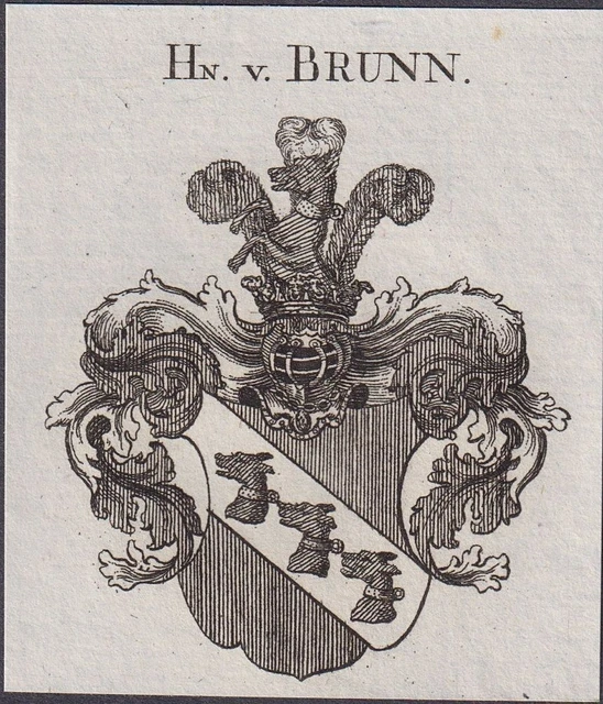 BRUNN ARMOIRIES COAT Of Arms Adel Héraldique Gravure sur Cuivre 1820 ...
