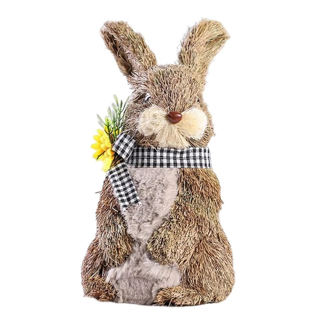 STROHHASEN-FIGUR, KANINCHEN-STATUE, TIERSKULPTUR für Ostern, Frühling ...