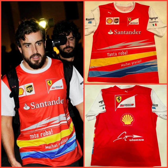 FERRARI F1 PUMA shirt Pit Crew Team Issue ALONSO Tanta Roba 2014 Abu ...
