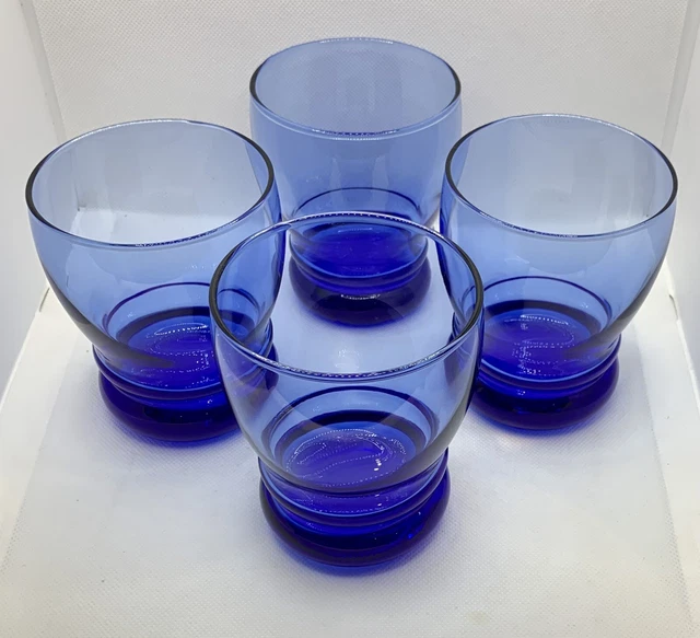 LIBBEY BANGLES COBALT Blue Glass Vintage Heavy Base 12 Oz Double Old ...