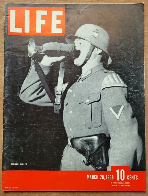 LIFE MAGAZINE MARCH 28, 1938 German Bugler Adolph Hitler And Benito ...