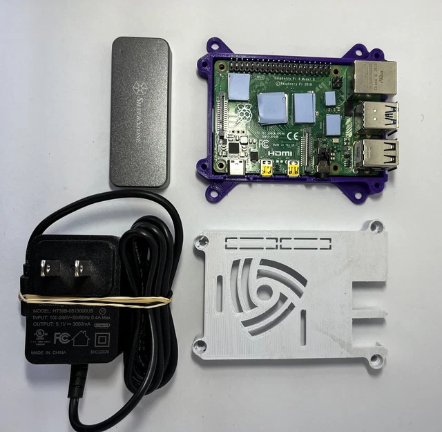 RASPBERRY PI 4 Model B, (4GB) Case, 64GB SSD M.2 & 3A power supply $126 ...