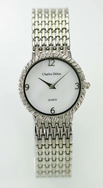 CHARLES DELON OROLOGIO da Uomo Argento Acciaio Inox Acqua Resistente ...