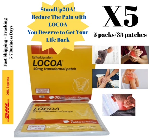 35 PATCH/ 5 Packs LOCOA Esflurbiprofen Transdermal Patch Joint Pain ...