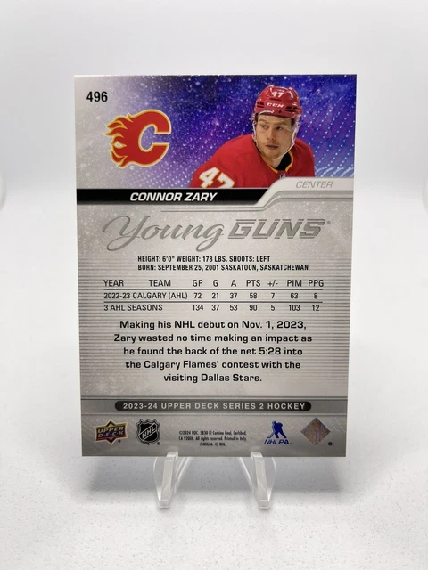 CONNOR ZARY CALGARY Flames recrue 2023-24 pont supérieur jeunes armes ...