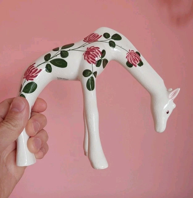 RARE VINTAGE ANTIQUE JAN PLICHTA / WEMYSS WARE BOVEY POTTERY GIRAFFE ...