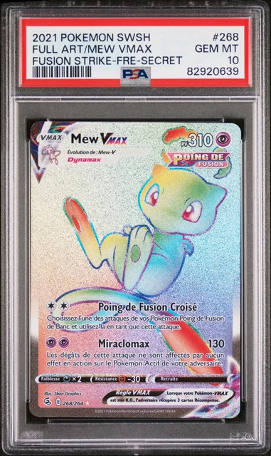 CARTE POKÉMON MEW VMAX 268/264 PSA 10 Rainbow Poing De Fusion FR EUR ...