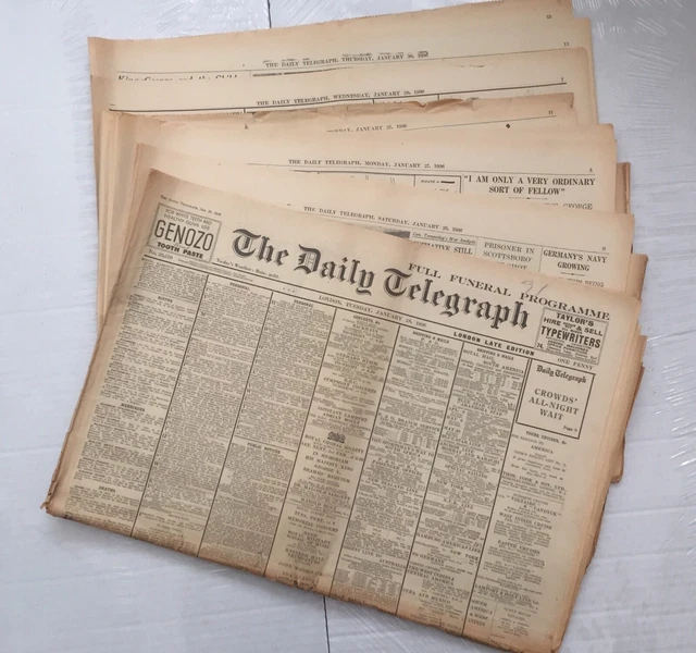 DEATH/FUNERAL KING GEORGE V 5 (part) Daily Telegraph Jan 1936 ...