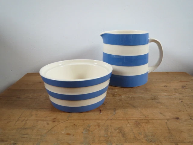 VINTAGE T G Green Pottery Cornishware Cloverleaf ceramic jug and bowl £ ...