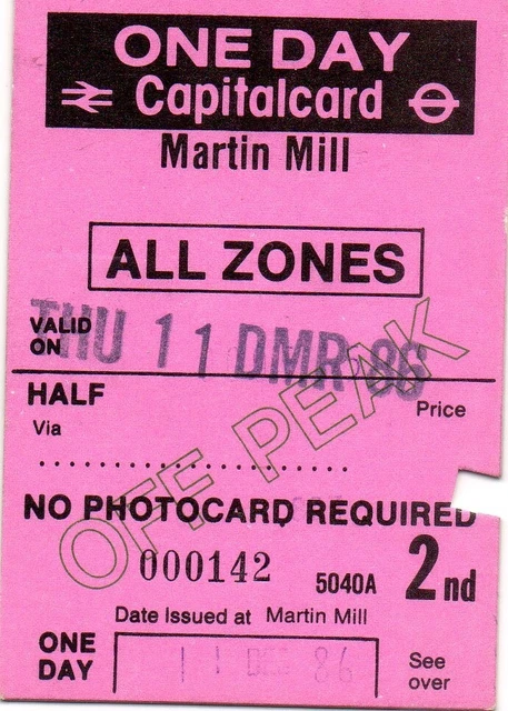 BR / LRT One day CAPITALCARD (off peak all zones). Issued at MARTIN ...