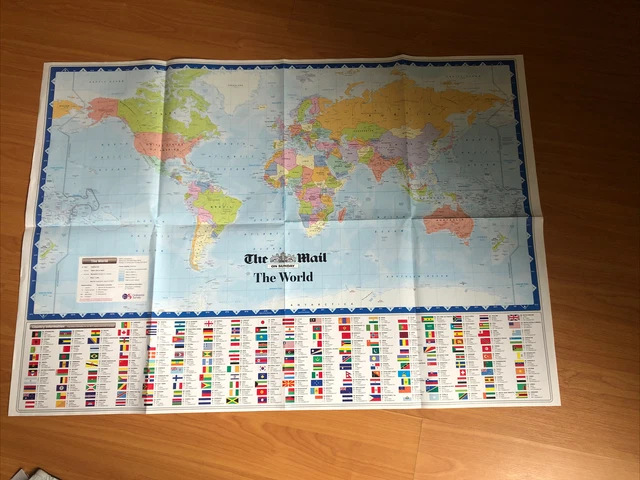 THE MAIL ON Sunday World Wall Map With Flags Of The World £4.99 ...