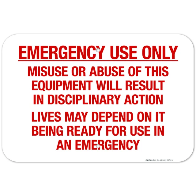 EMERGENCY USE ONLY Sign, Fire Safety Sign, $13.99 - PicClick