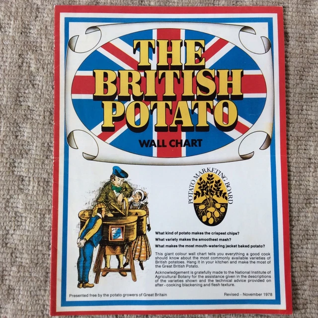VINTAGE 1978 BRITISH Potato Wall Chart Potato Marketing Board Foldout ...