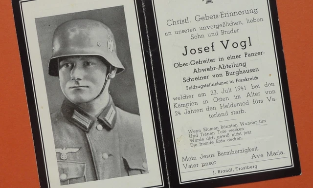 WW2 GERMAN DEATH Card Barbarossa July 1941 Panzer Defence Helmet Photo ...