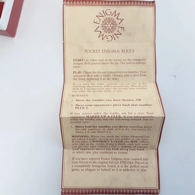 VINTAGE 1988 POCKET Enigma Riddles Set No. 2 Board Game by Drumond ...