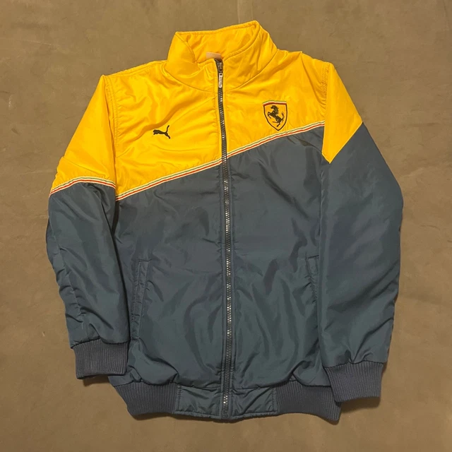 PUMA SCUDERIA FERRARI Racing Bomber Jacket F1 Team Navy Yellow Men Size ...