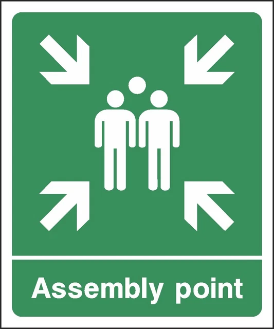 FIRE ASSEMBLY POINT Sign Sticker Caution Warning Hazard [V6EMER0075] £2 ...