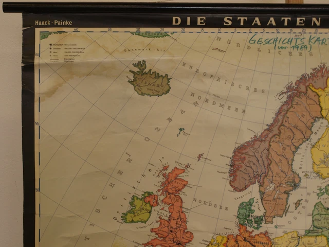 SCHOOL WALL MAP Europe States 1976 European Countries 103x92 EUROPE ...