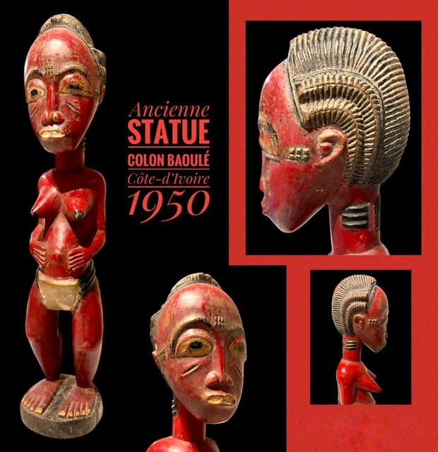 AFRICAN TRIBAL ART Ancient Statue BAOULÉ RCI Old Trunk Figure Ivory ...