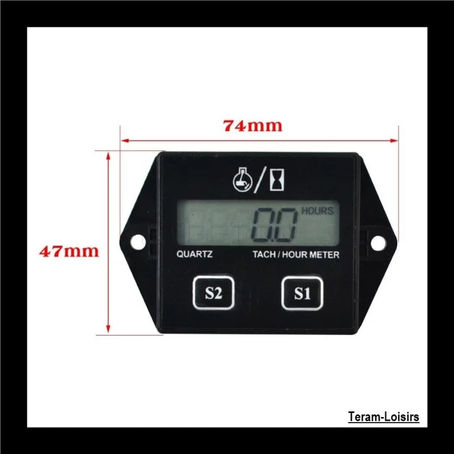HOUR COUNTER + engine speed for car proto motorcycle scooter dirt pit ...