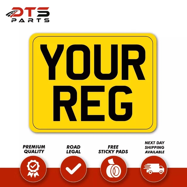11X8 SQUARE REAR Yellow Number Plates , 4x4 Trailer, Caravan 100% MOT ...