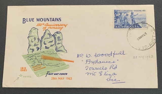 AUSTRALIAN FDC ROYAL 1963 150th Anniversary of Crossing Blue Mountains ...