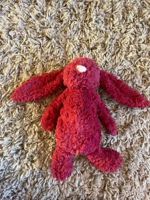 JELLYCAT SPECIAL EDITION Bashful Emily Bunny - Dark Red Soft Curly Fur ...