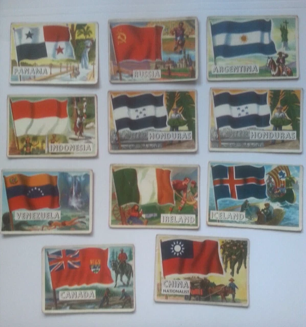 A&BC FLAGS OF THE WORLD TRADE GUM CARDS 1959 ( job lot 11 LARGER cards ...
