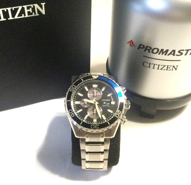 CITIZEN PROMASTER ECO-DRIVE DIVE WATCH Chrono Dial Stainless Band w ...
