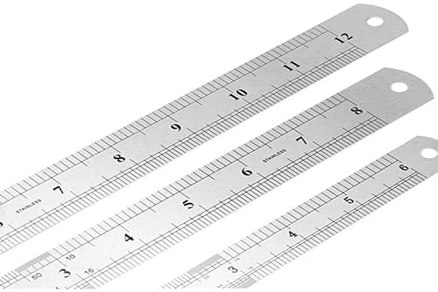 EDELSTAHL LINEAL 3ER Set,Doppelseitenskala Metrisch und Imperial ...
