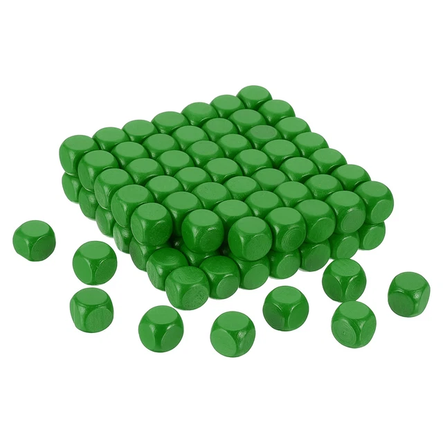 100 PCS BLANK Wooden Dice,10mm 6 Sided Wood Cube Square Block, Green ...
