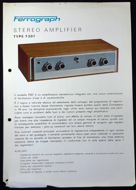 FERROGRAPH STEREO AMPLIFIER TYPE F307 - catalogo brochure Hi-Fi ...