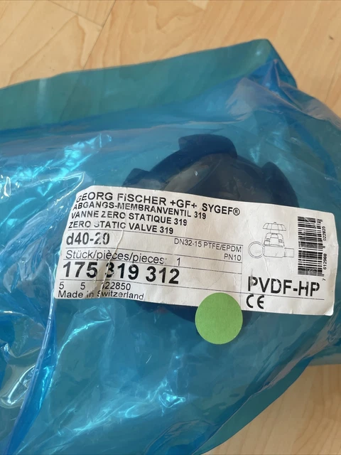 GEORG FISCHER +GF+ PVDF-HP PN10 Membranventil d40-20 Typ 319 EUR 42,00 - PicClick DE