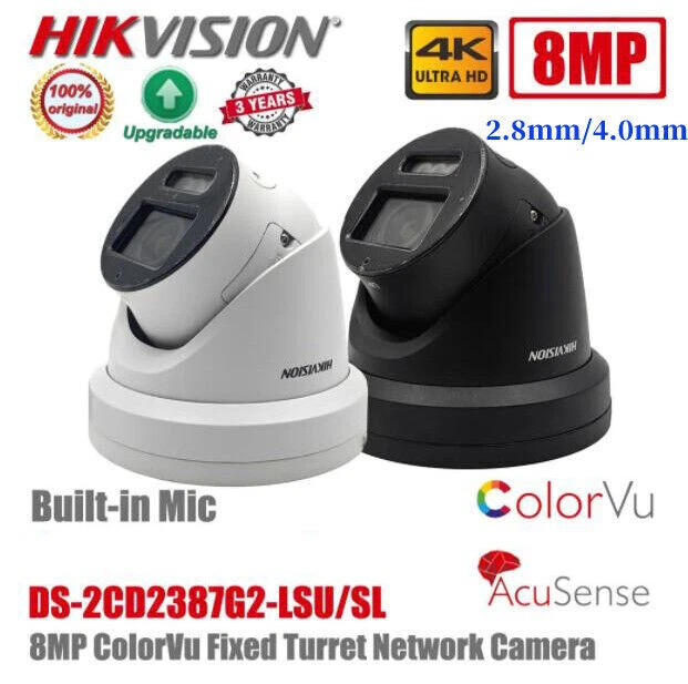 HIKVISION 8MP 4K ColorVu 2-Way Audio AcuSense PoE IP camera DS-2CD2387G2-LSU/SL $263.99 ...