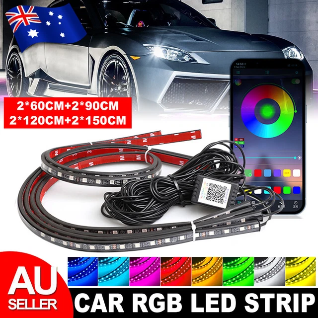 RGB LED UNDERGLOW Body Interior Car Neon Light Kit App Under Car Tube ...