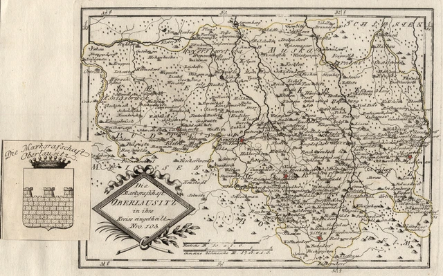 LAUSITZ ALTA LUSAZIA Originale Incisione Cartina Geografica Reilly 1791 ...