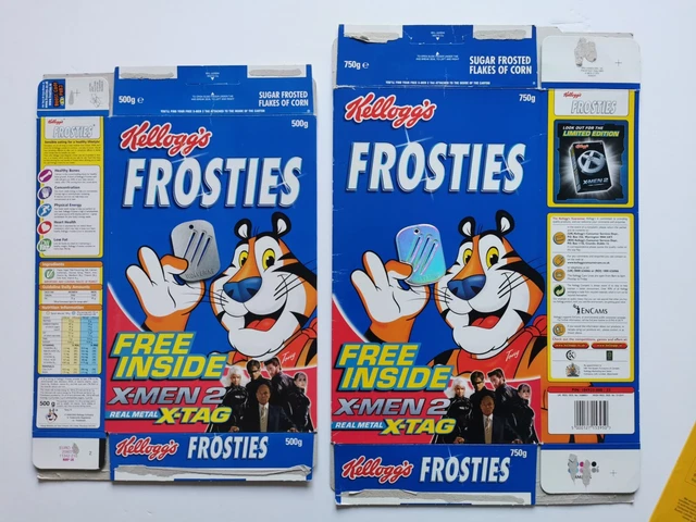 2003 KELLOGGS CEREAL Frosties X Men 2 tags Packet x 2 inc Rare Silver ...