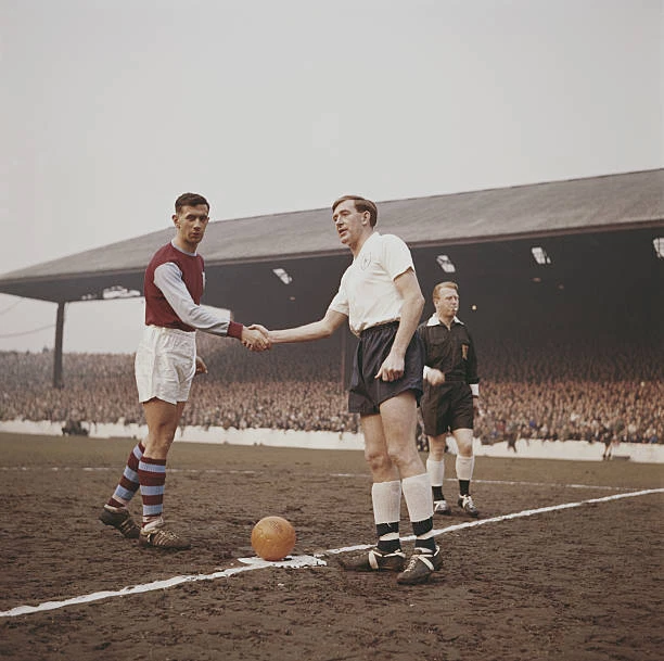 BURNLEY F.C. FOOTBALL Captain Jimmy Adamson Shakes Hands With 1960s Old ...