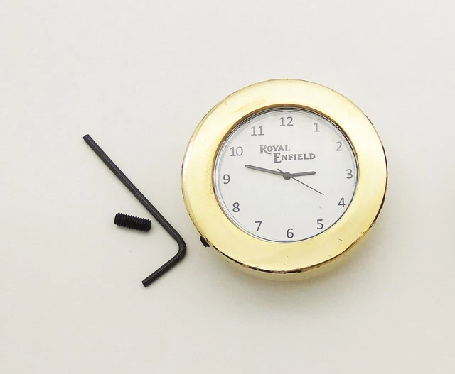 NEW ROYAL ENFIELD Logo White Dial Brass Stem Nut/Handle T Nut Clock ...