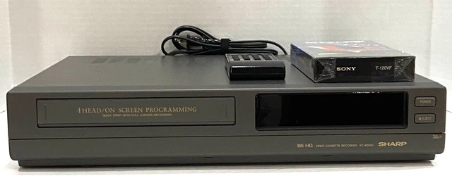 SHARP VC-A5650U 4-HEAD VCR VHS HQ Player Recorder w/Remote & VHS Tape ...