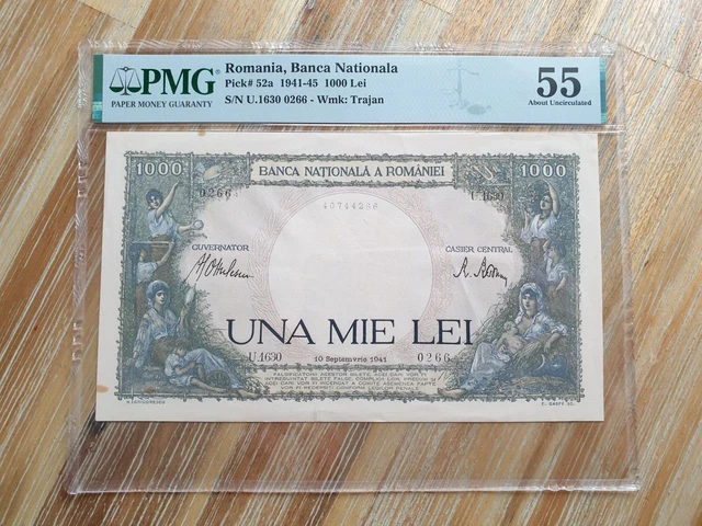 ROMANIA BANCA NATIONALA 1000 lei 1941 PMG 55 about UNC banknote £123.40 ...