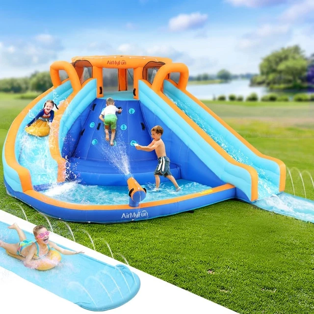 KIDS INFLATABLE POOL Water Double Slide Park Jumping Castle 465X390CM ...