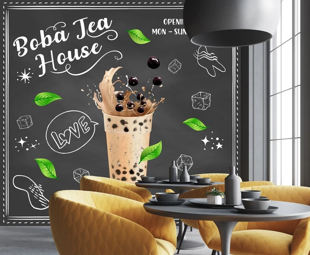 3D BUBBLE TEA A244 Pearl Tea Milk Tea Shop Wallpaper Wall Murals Self ...